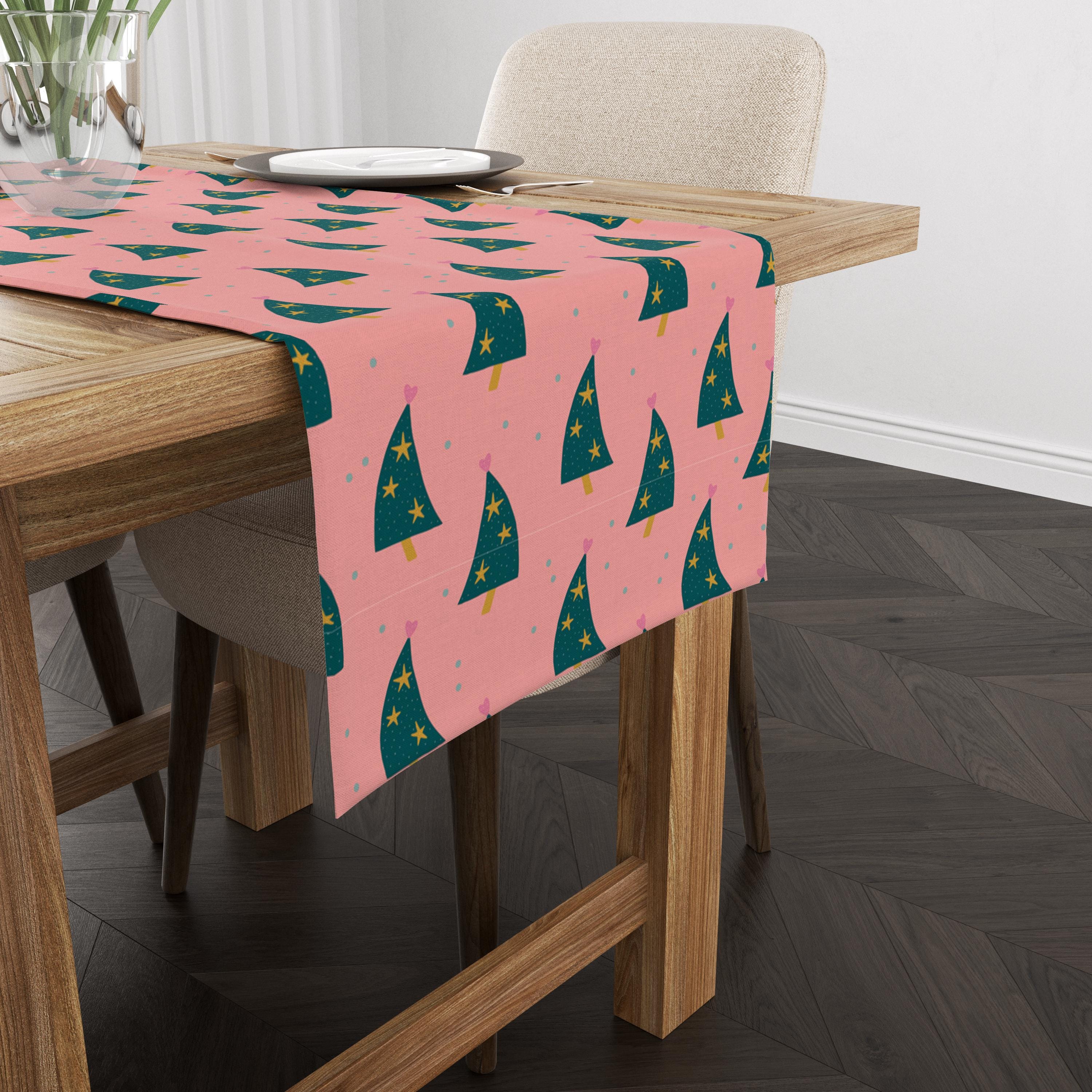 Modern Minimalist Pine Trees Table Runner, Christmas Tree Design Coffee ...