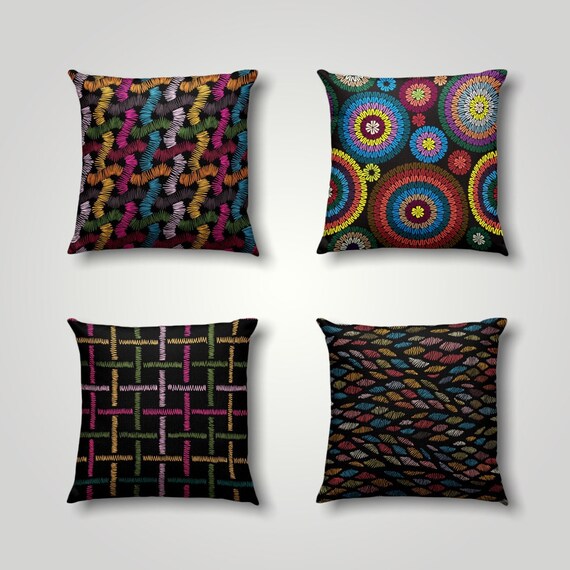 Embroidery Pattern Pillow Covers Colorful Digital Print - Etsy
