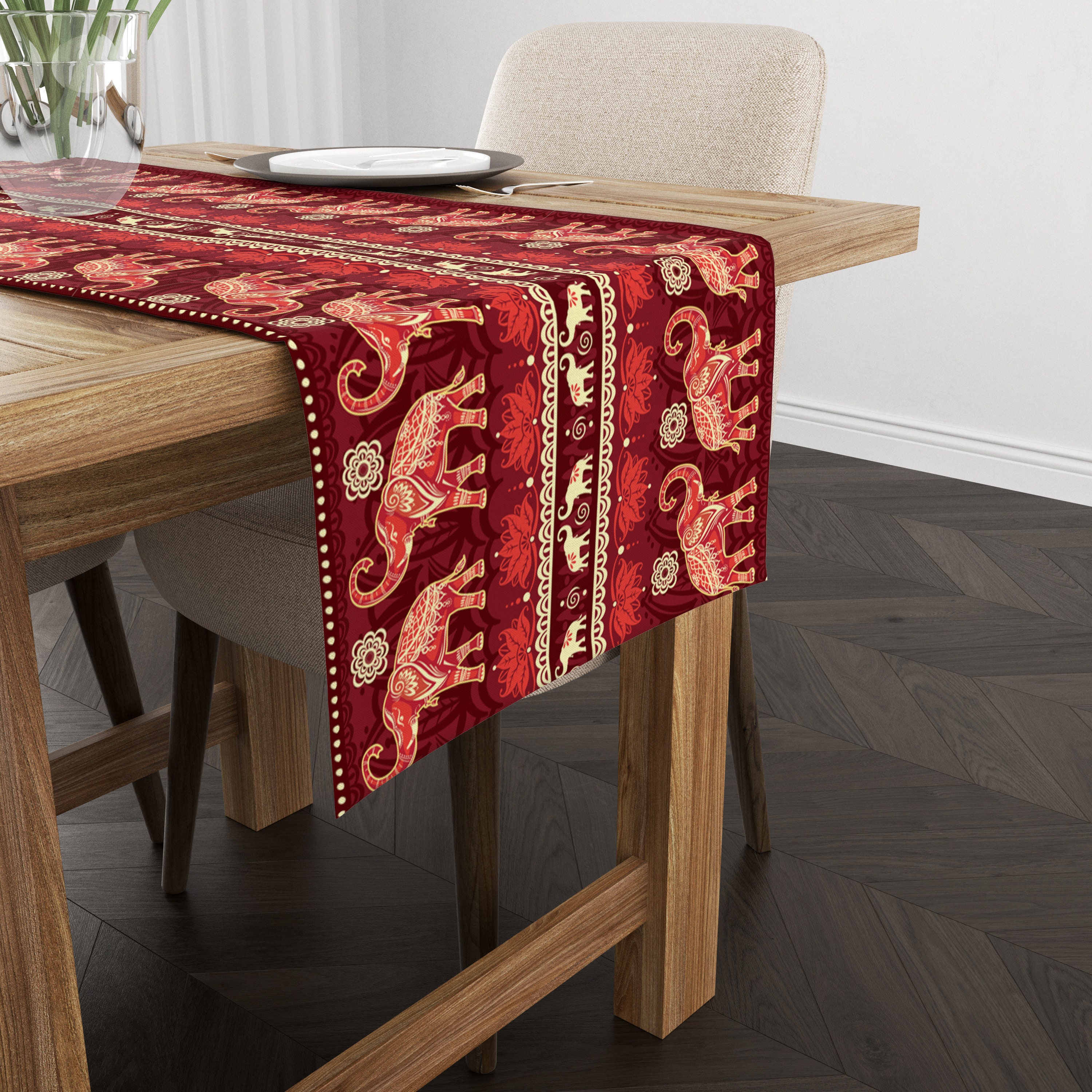 Indian Style Boho Elephant Table Runner Ethnic Bohemian - Etsy