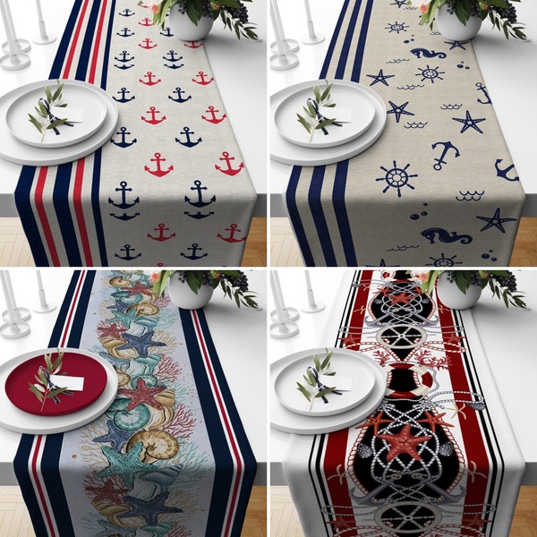 Navy Blue Nautical Table Runner - Etsy