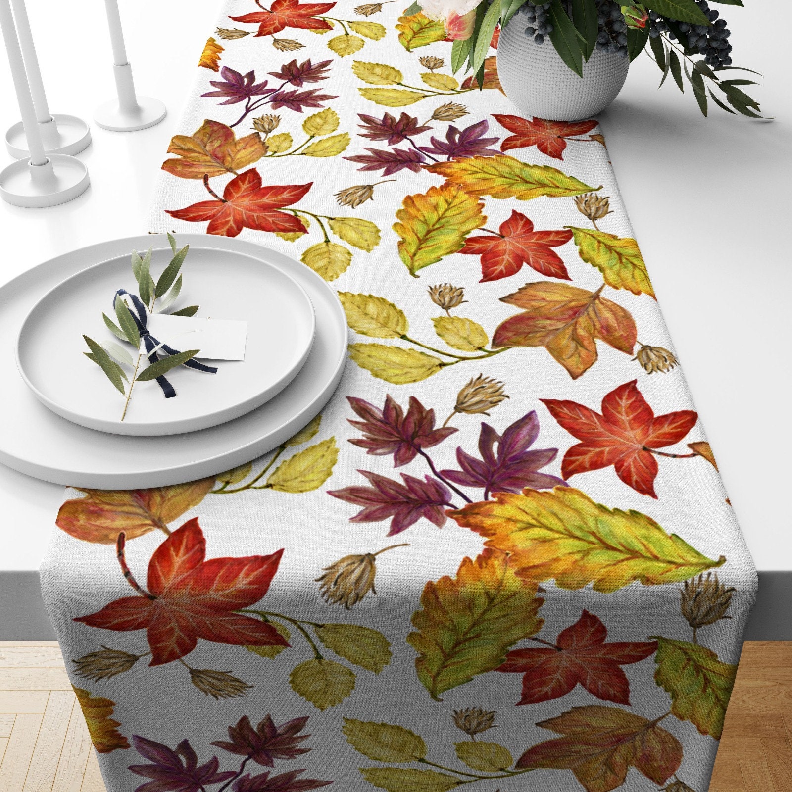 Autumn Leaves Table Runner Orange Farmhouse Runner Fall - Etsy