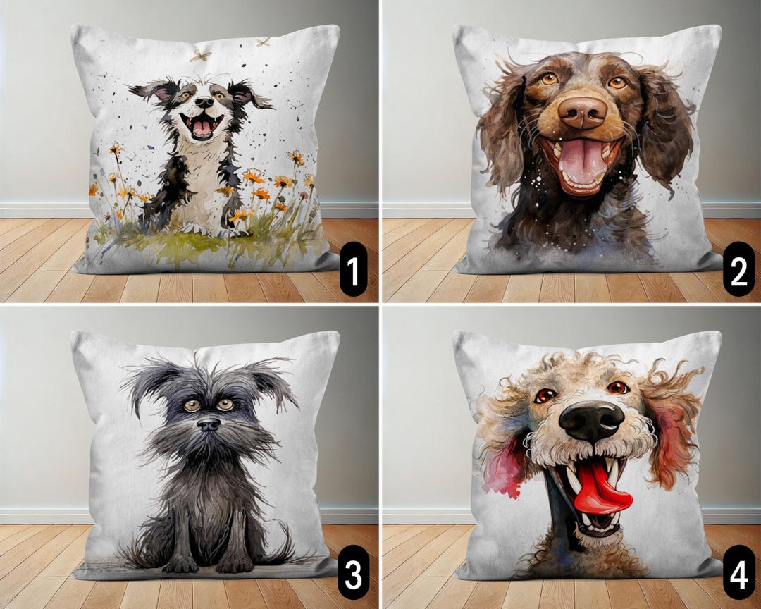 Cute Happy Dogs Pillow Case, Cheerful Playful Puppies Cushion Cover ...