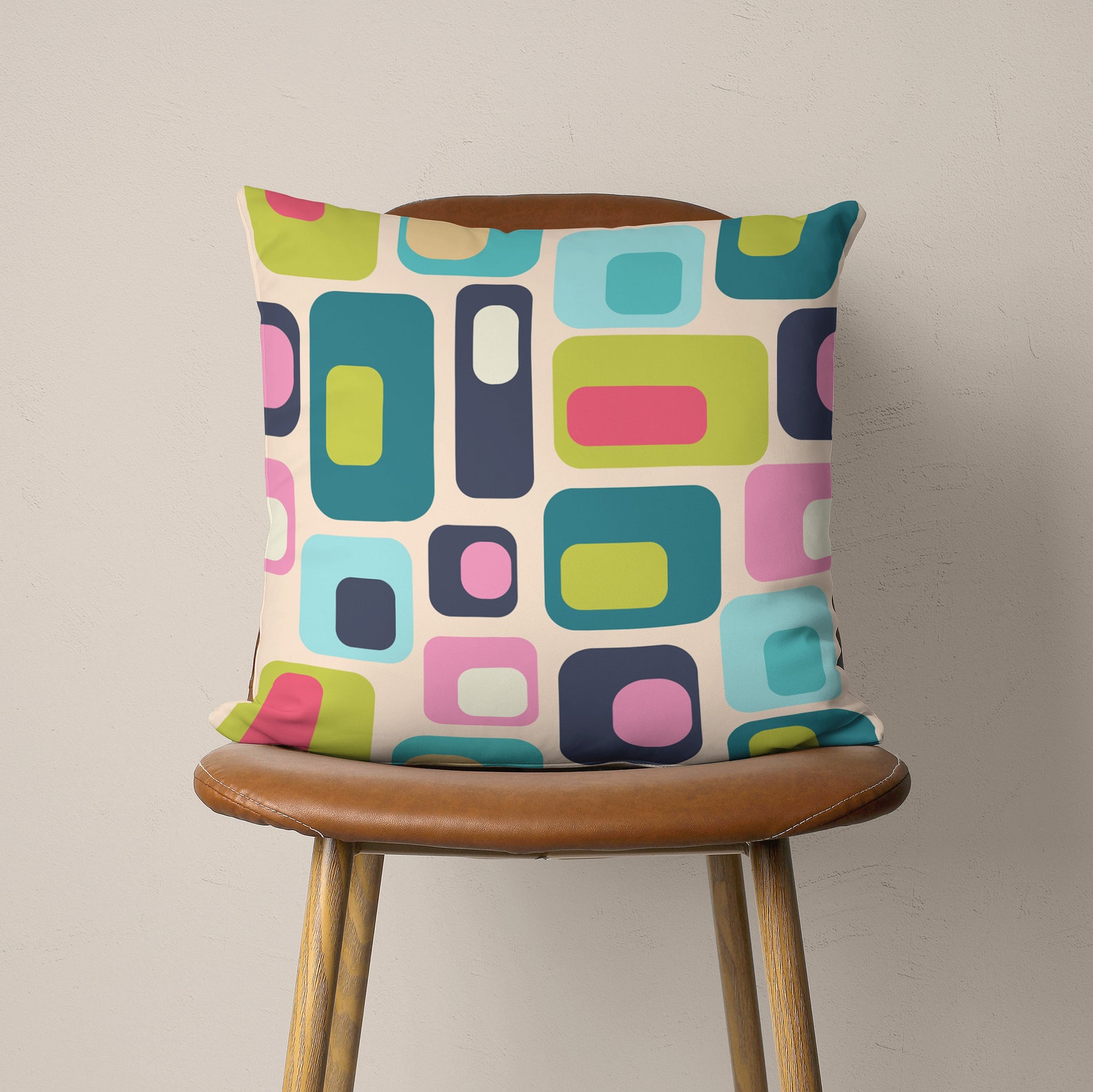 Retro Pattern Pillow Case Mid Century Modern Geometric Pillow - Etsy