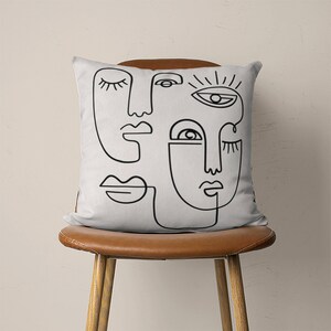 One Line Drawing Pillow Case, Feminine Sketch Cushion Cover, Minimal ...