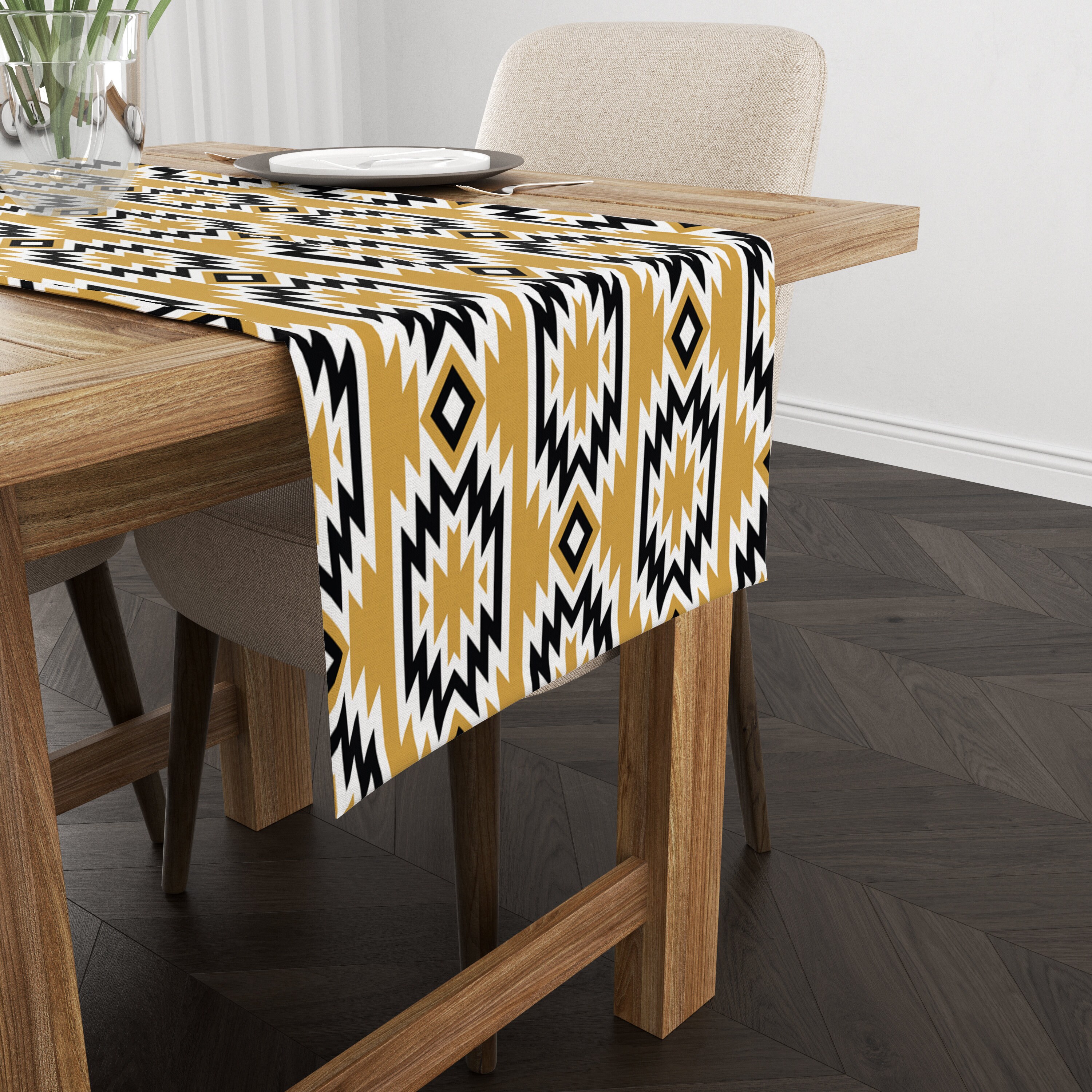 Ethnic Boho Brown & Yellow Table Runner Aztec and African - Etsy