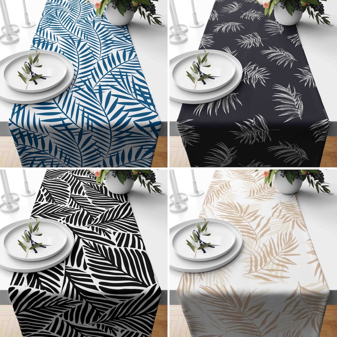 Leaves Pattern Runner, Willow Leaves Kitchen Table Runner, Boho ...