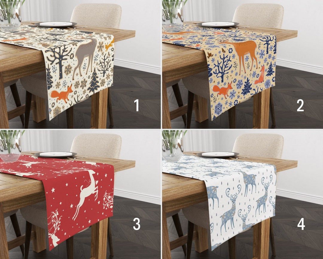 Reindeer Table Runner, Winter & Christmas Runner, Animal Tablecloth ...