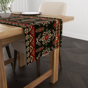 Digital Print Rug Pattern Table Runner, Traditional Ethnic Kitchen ...
