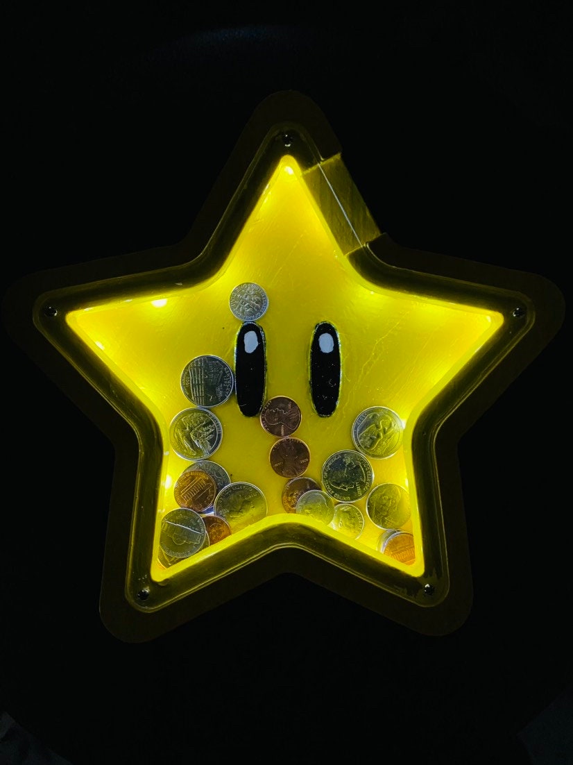 Light up Super Star/starman/invincibility Star Bank, Mario Bros Piggy ...