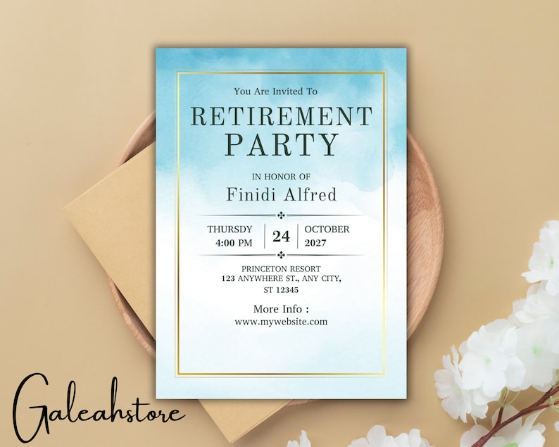 Minimalist Retirement Party Invitation: Editable Template - Etsy