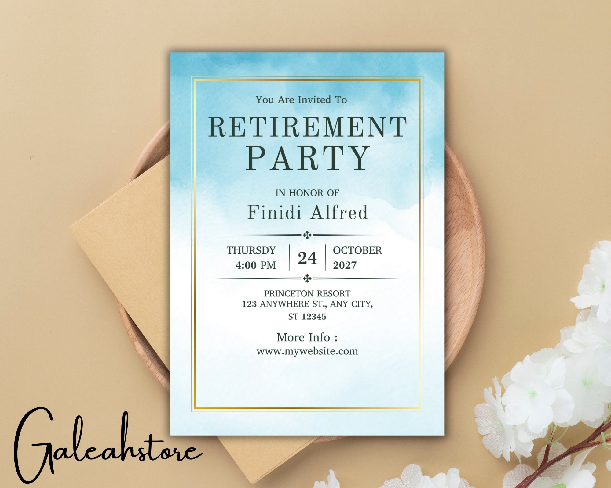 Minimalist Retirement Party Invitation: Editable Template - Etsy