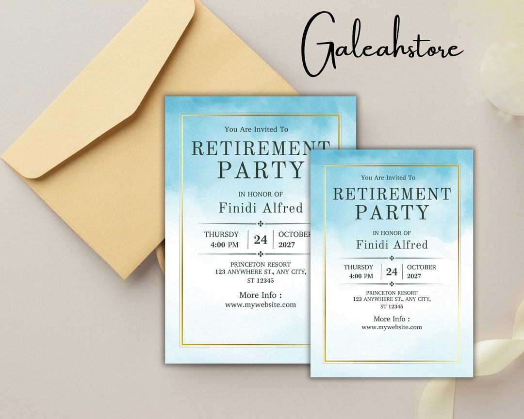 Minimalist Retirement Party Invitation: Editable Template - Etsy