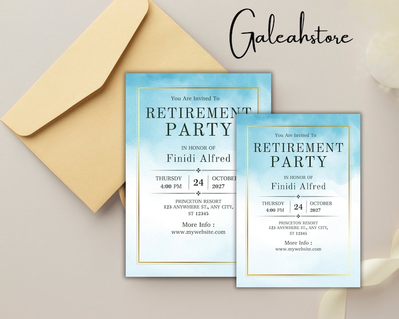 Minimalist Retirement Party Invitation: Editable Template - Etsy