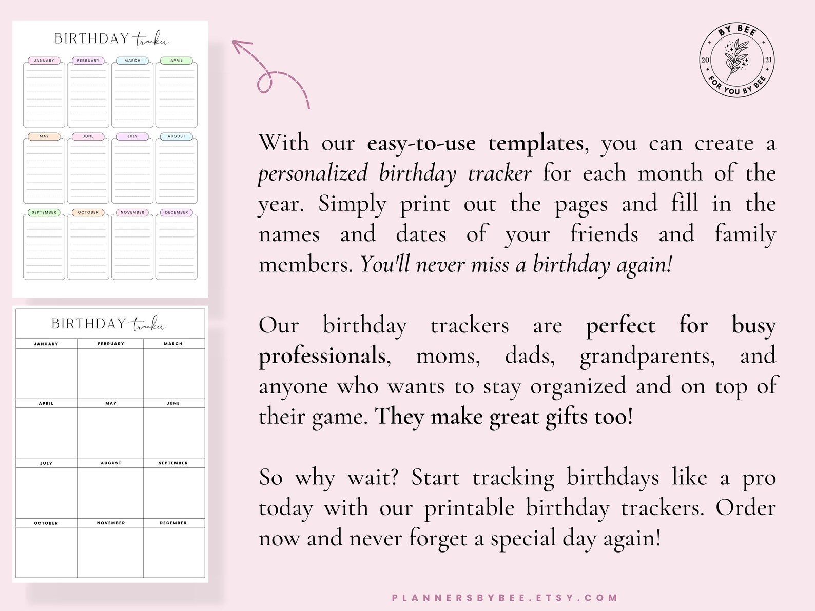 Birthday Tracker Printable Template Editable Birthday - Etsy