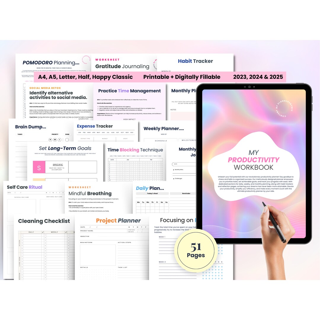 Productivity, Daily Planner, Goal Planner, Project Planner, Digital ...