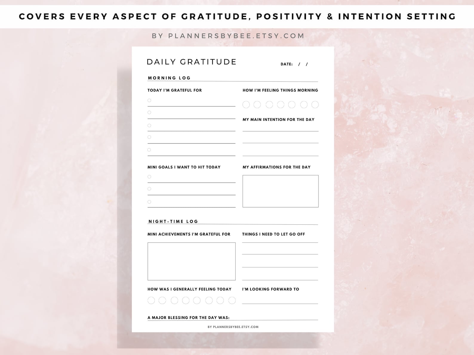 Daily Gratitude Journal Daily Reflection Template Self Care - Etsy