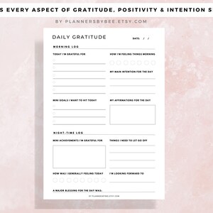 Daily Gratitude Journal, Daily Reflection Template, Self Care ...