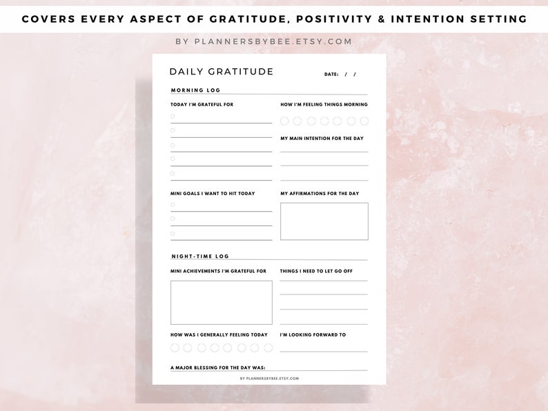 Daily Gratitude Journal Daily Reflection Template Self Care - Etsy