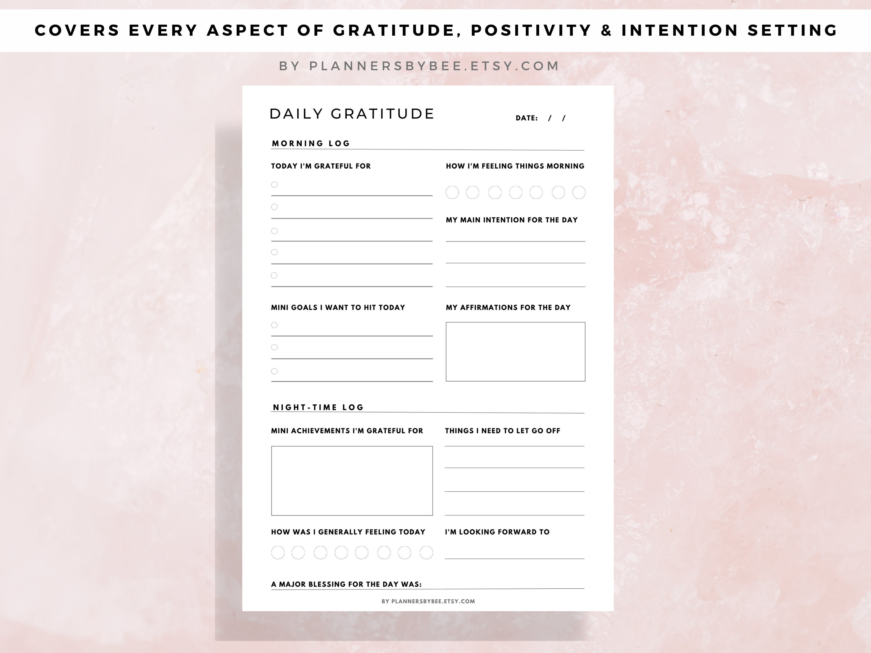 Daily Gratitude Journal Daily Reflection Template Self Care - Etsy