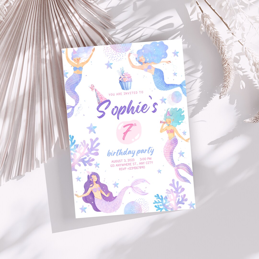 Mermaid Birthday Invitation, Mermaid Tail Invite, Mermaid Invitation ...