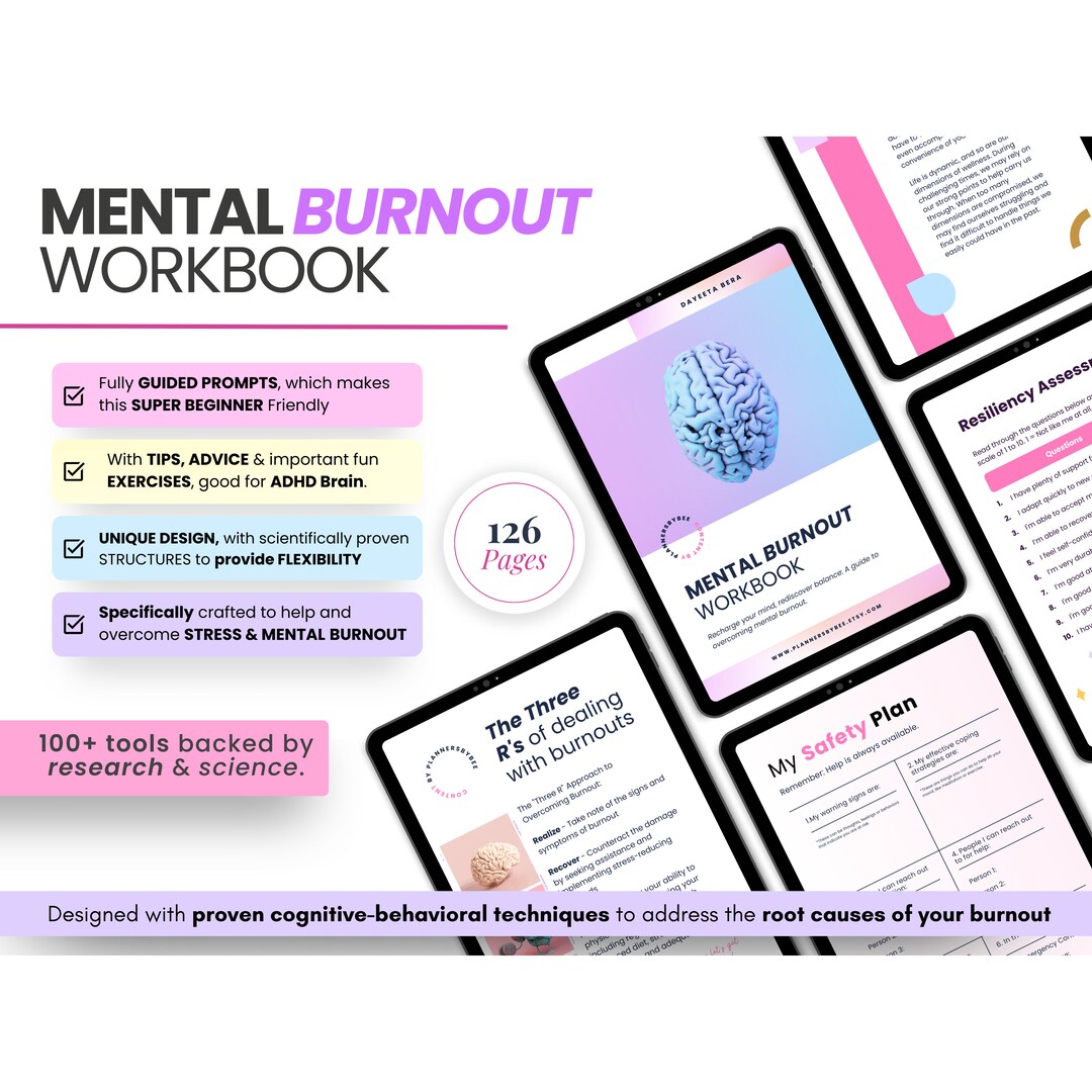 Mental Burnout Workbook, Stress Management, Emotional Stress Processing ...