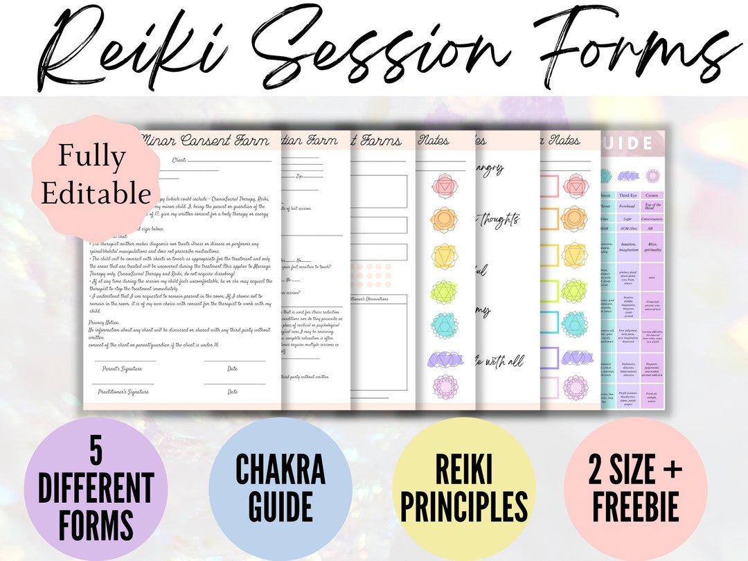Reiki Session Form Bundle, Reiki Post-session Form Bundle, Reiki Post ...