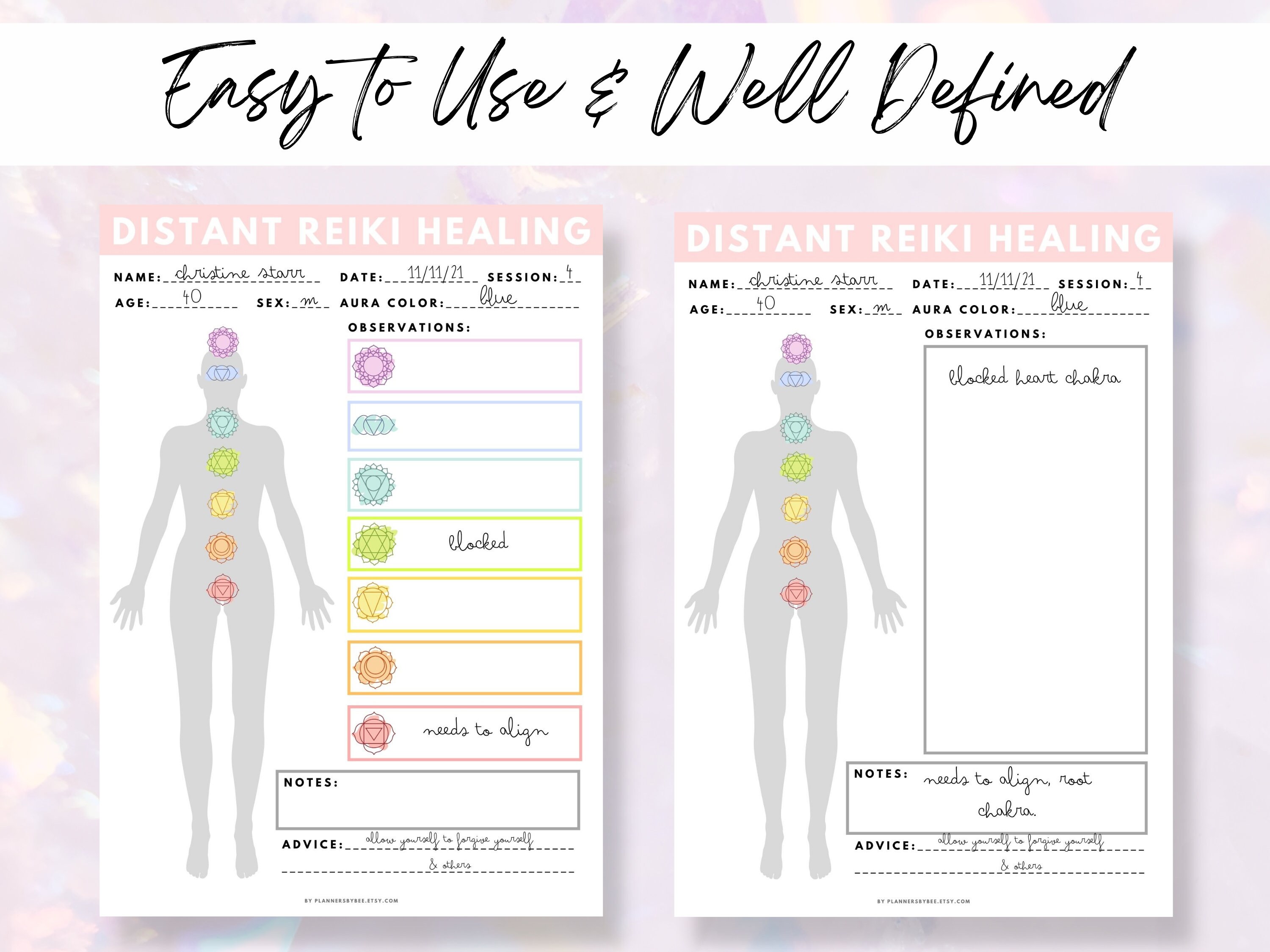 Distance Reiki Chakra Healing Board Printable Template Crystal - Etsy
