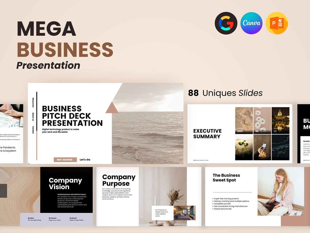 Canva Powerpoint Template, Presentation Pitch Deck, Professional ...