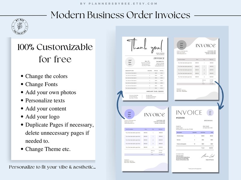 Editable Order Forms Bundle Invoice Custom Order Form - Etsy