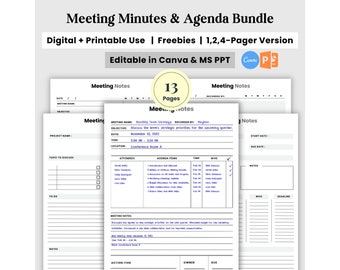 Meeting Notes PDF, Meeting Agenda, Meeting Minutes, Meeting Note Taking ...