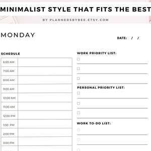 7 Day Planner Printable, Daily Templates Planner, Best Minimal Day ...