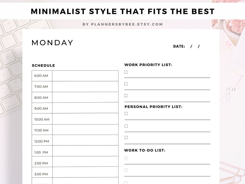 7 Day Planner Printable Daily Templates Planner Best Minimal - Etsy