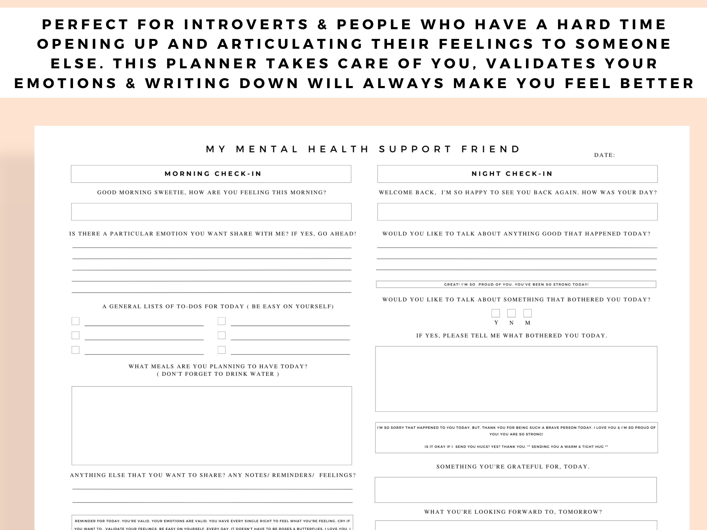 Daily Mental Health Daily Check In Daily Mental Health Log - Etsy