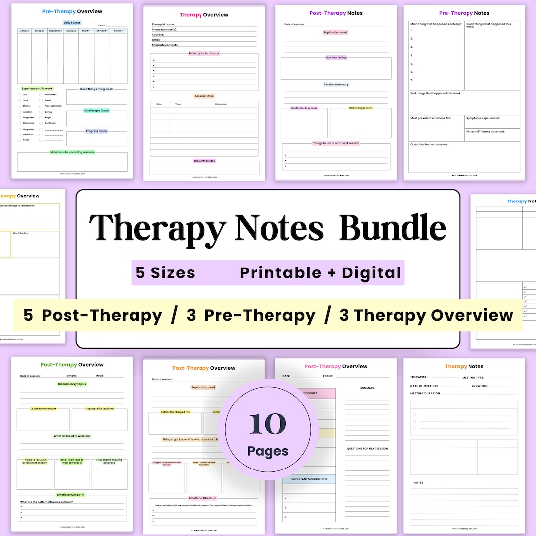 Therapist Note Sheets, Therapy Log, Therapist Worksheet, Therapist Note ...