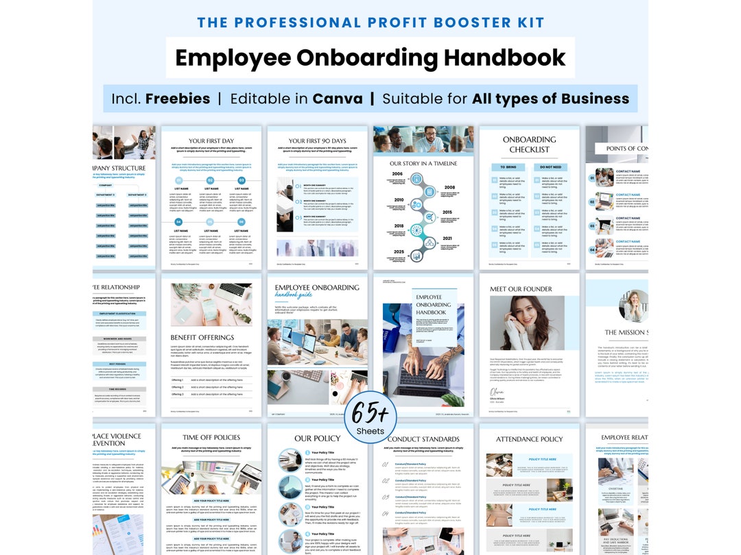 Employee Onboarding Handbook Template: New Hire Welcome Packet (Canva Editable, Digital Download ...