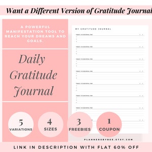 Gratitude Journal Printable, Mindfulness Log, Gratitude Template, Self ...