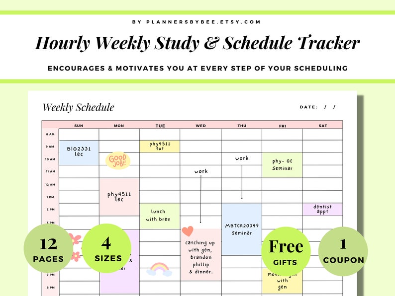 Week at a Glance Weekly Study Planner Printable Simple - Etsy