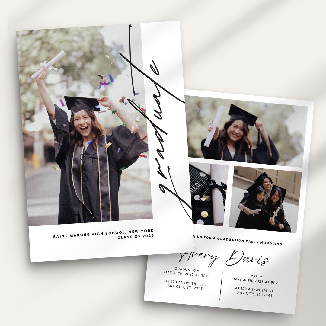 Graduation Invitation 2024 Template Modern Graduation Announcement ...