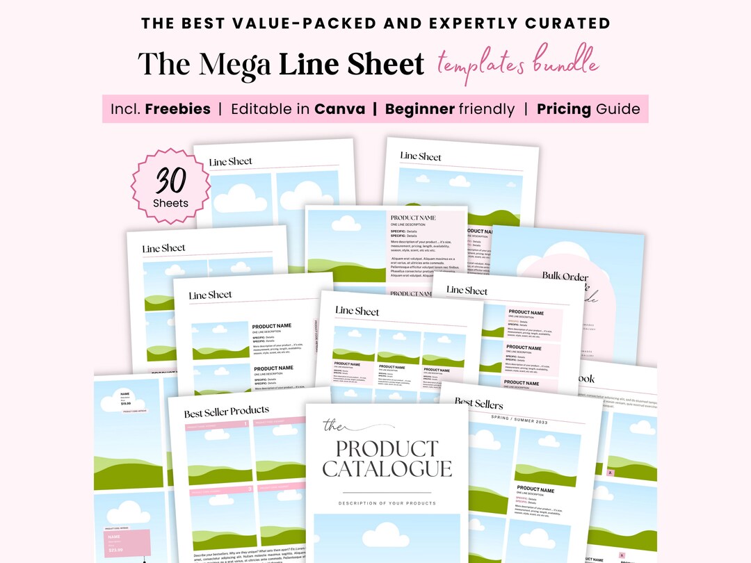 Line Sheet Template Canva, Line Sheet Wholesale Catalog, Line Sheet ...