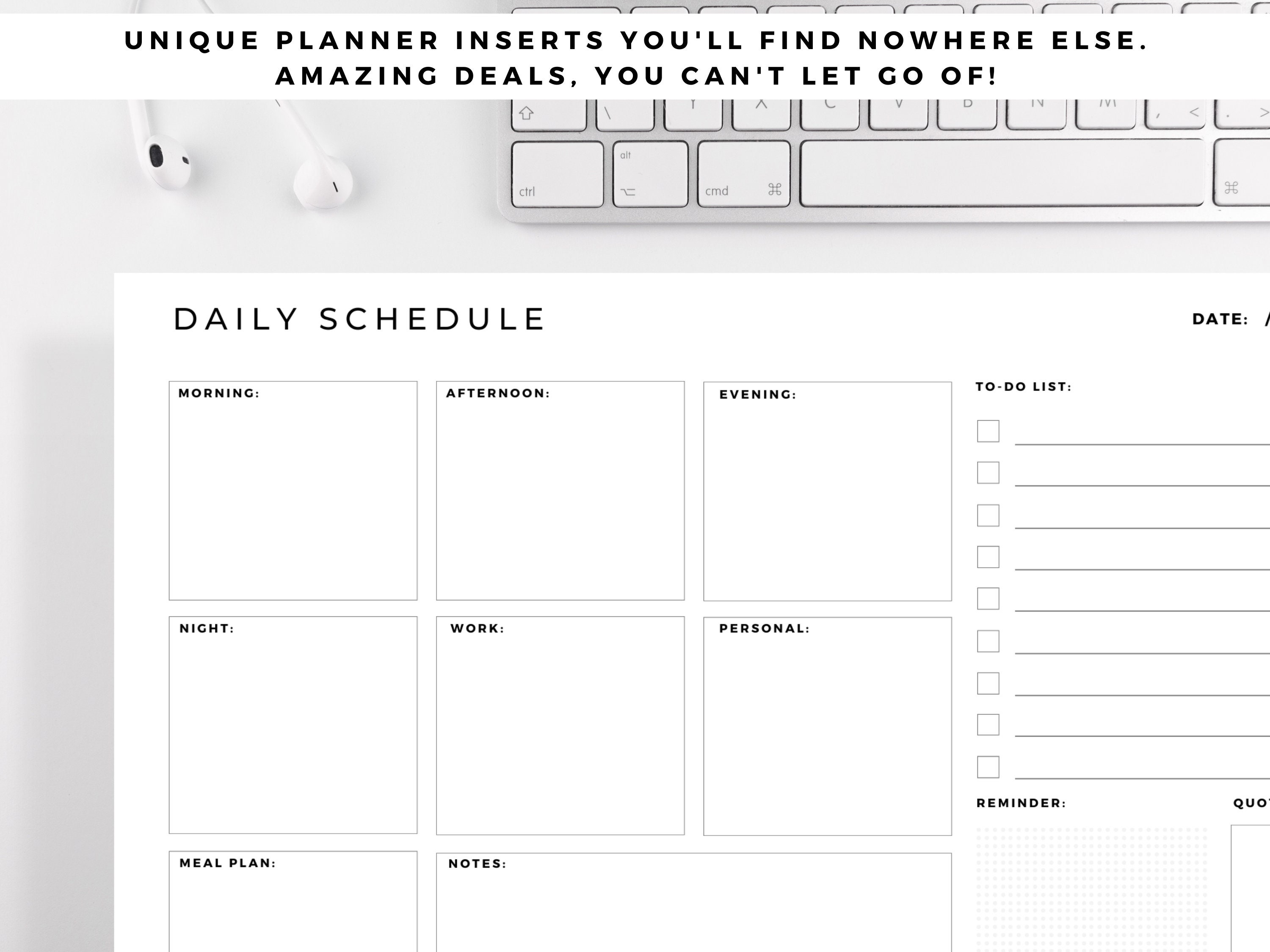 Minimalist Daily Planner Printable Daily Schedule for Work - Etsy