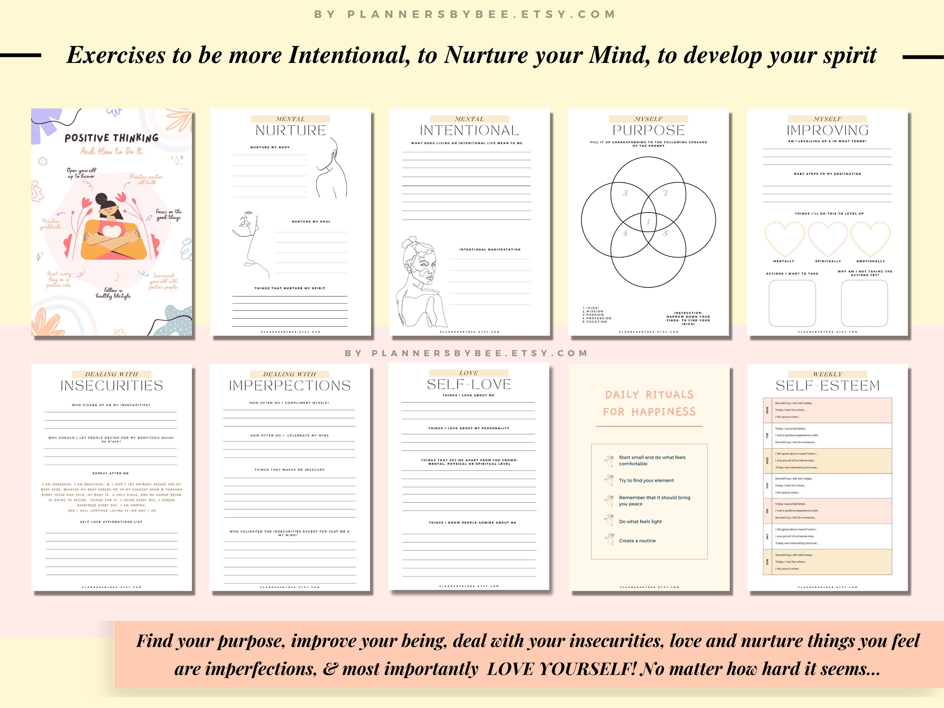Mental Health Self-care Worksheet Mindfulness Wellness - Etsy