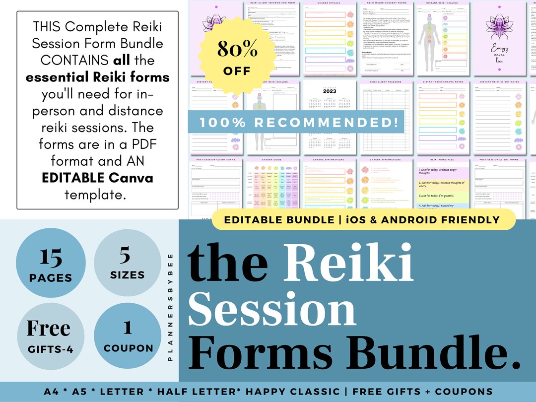 Reiki Master & Intake Form, Distant Reiki Form, Reiki Post-session Form ...