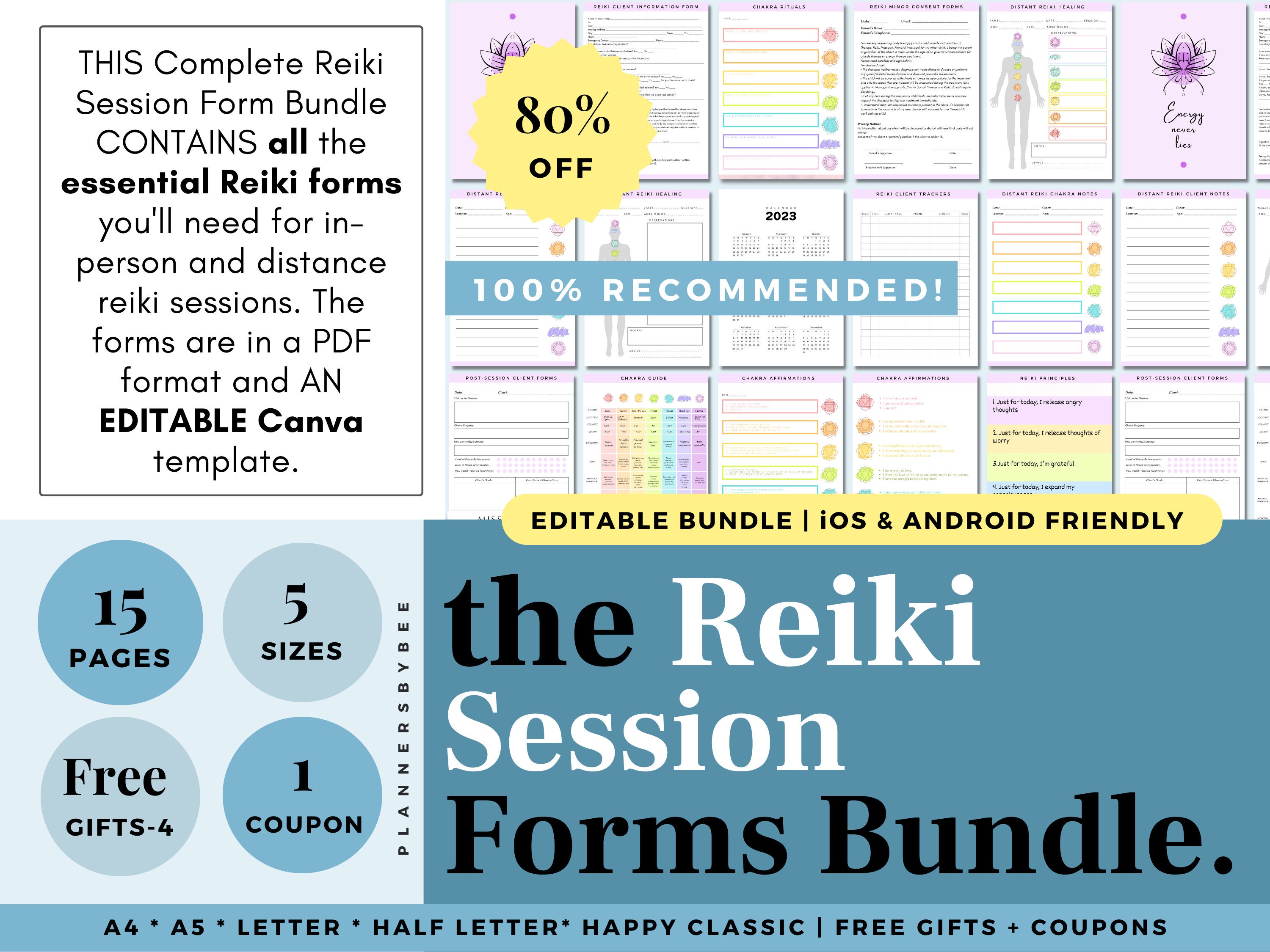 Reiki Master & Intake Form, Distant Reiki Form, Reiki Post-session Form ...