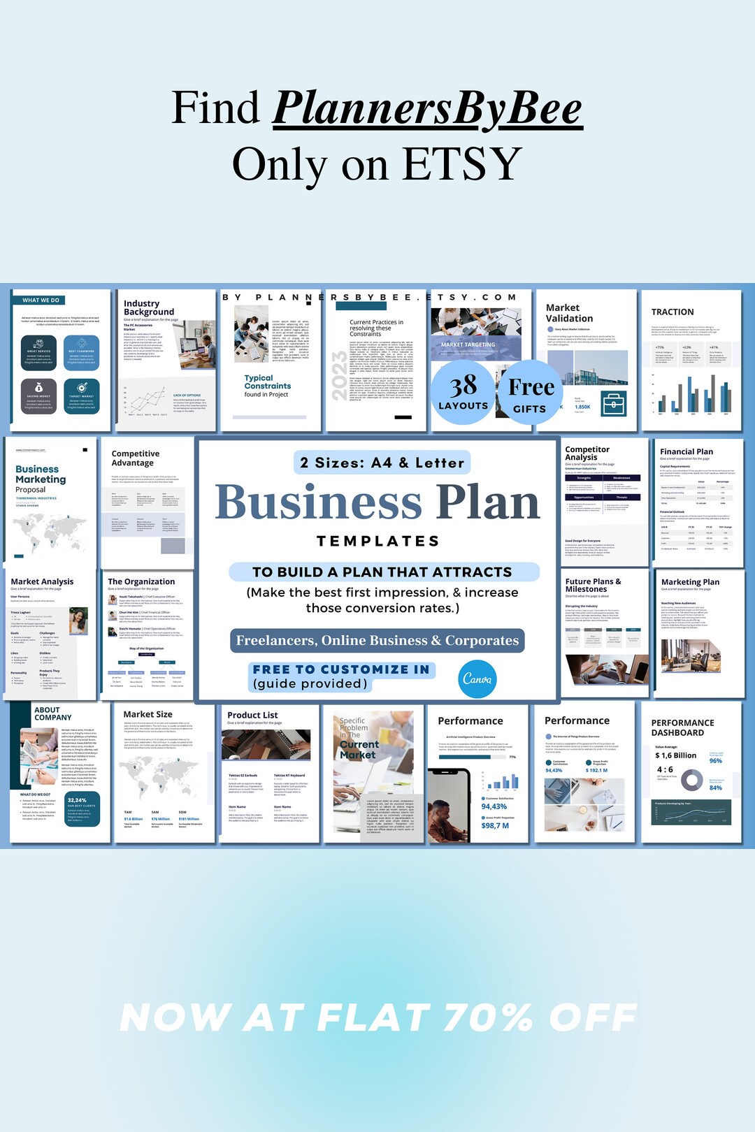 Business Plan Template, Editable Small Business Planner, Canva Workbook ...