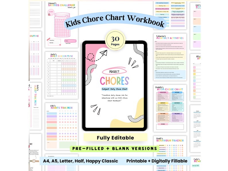Editable Chore Chart for Multiple Kids Daily Checklist Canva - Etsy