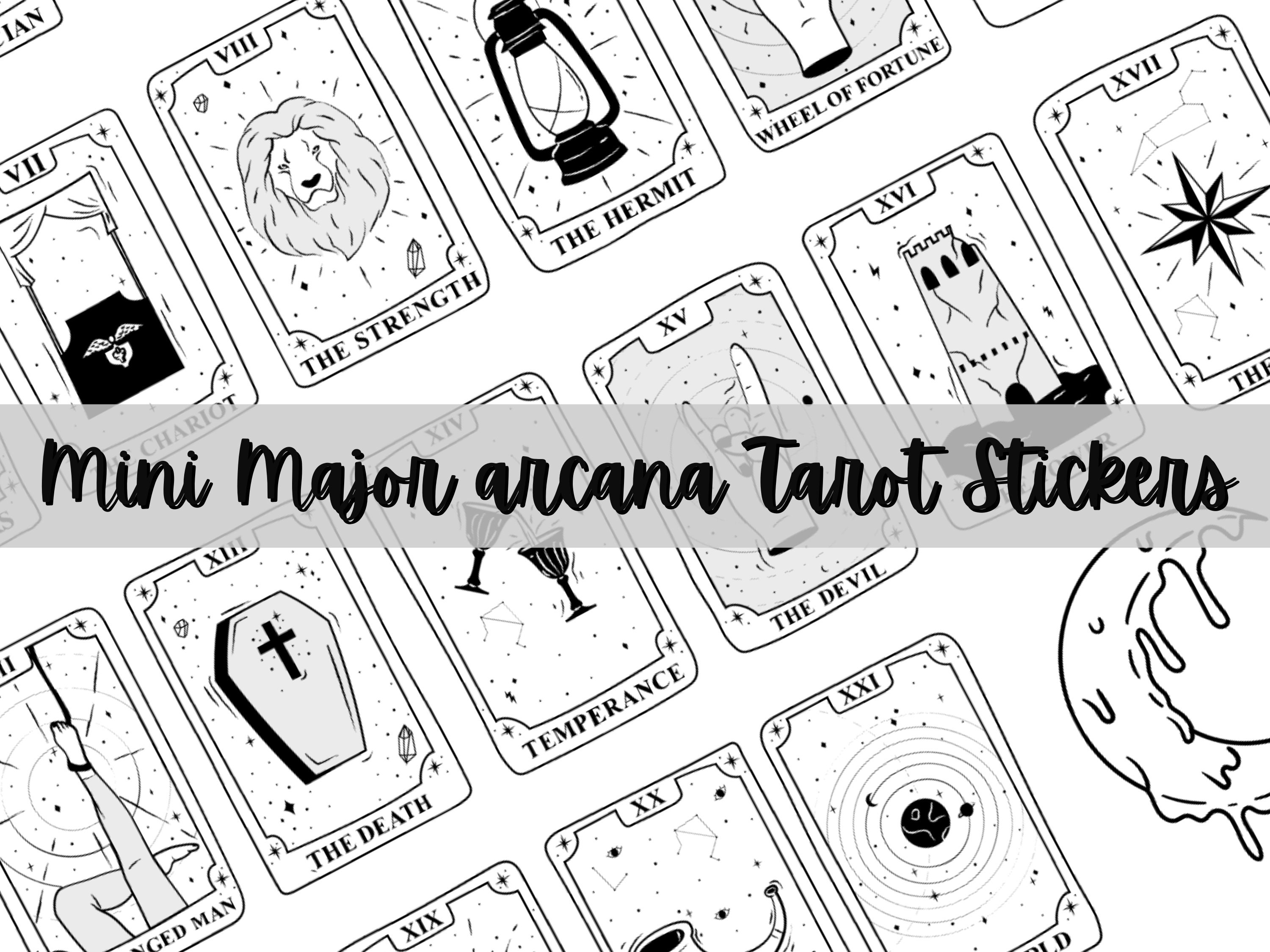 Mini Printable Tarot Card Stickers 22 Major Arcana tarot Cards Sticker ...