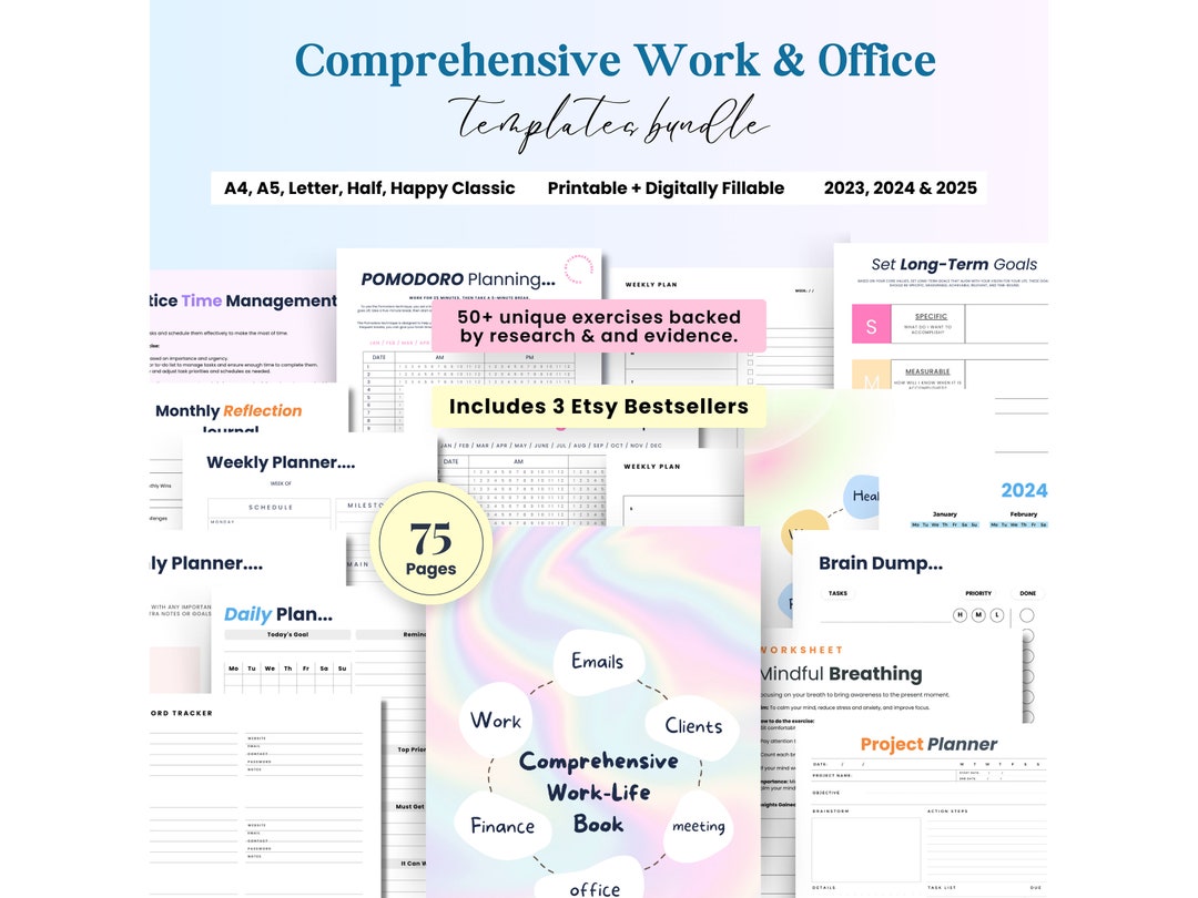 Editable Office Task Planner Bundle, Printable Work Schedule Planner ...