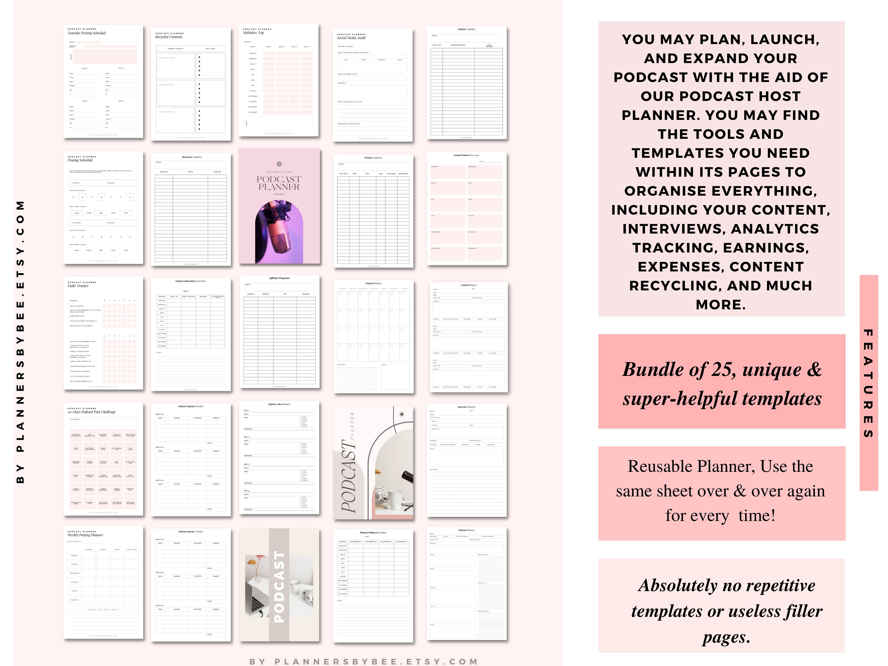 Podcast Planner Worksheet Podcast Tracker Podcaster Podcast - Etsy