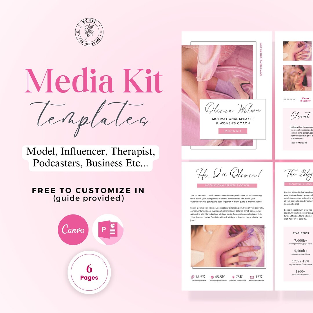 Pink Media Kit Template: Influencer Rate Sheet (canva & Powerpoint ...