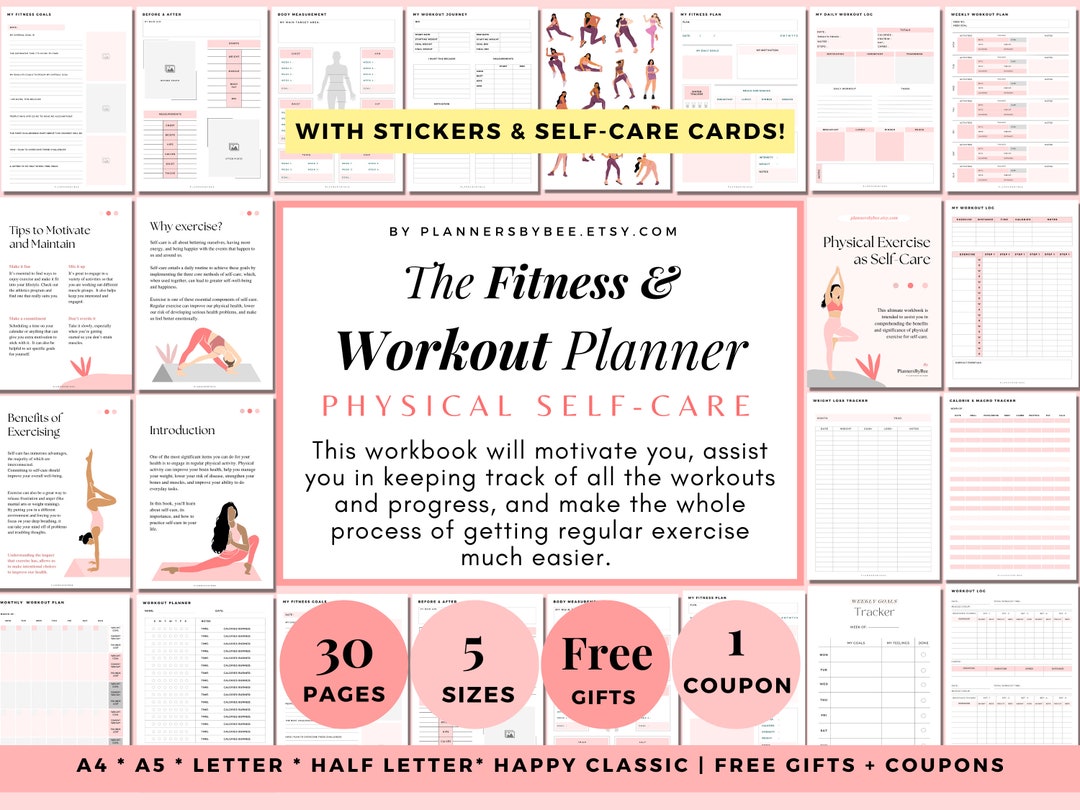 Fitness Planner Set, Plan Workouts, Goals, Habits, Workout Tracker ...